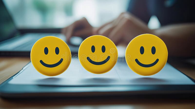 Client Feedback and Satisfaction Survey with Smiley Faces Representing ...