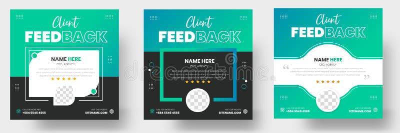 Client Feedback Social Media Post Banner Set. Customer Feedback ...