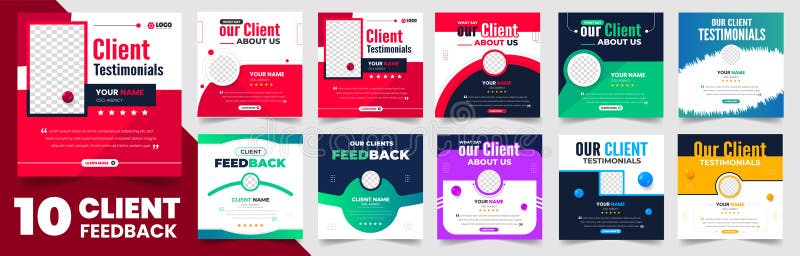 Client Feedback Social Media Post Banner Set. Customer Feedback ...