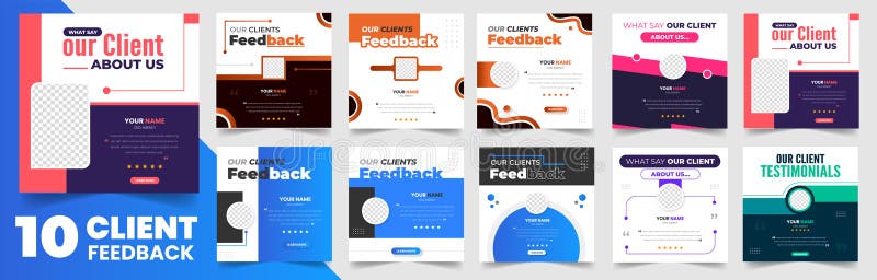 Client Feedback Social Media Post Banner Set. Customer Feedback ...