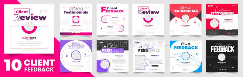 Client Feedback Social Media Post Banner Set. Customer Feedback ...