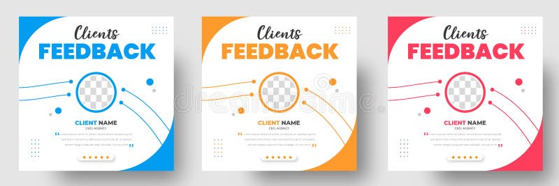 Client Feedback Social Media Post Banner Set Stock Vector ...