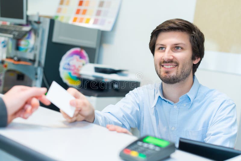 Client Giving Card As Mode Payment Stock Image - Image of cmyk ...