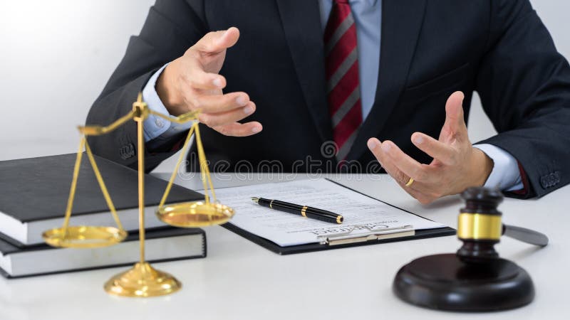 Client with His Partner Lawyers or Attorneys Discussing Discussing a ...