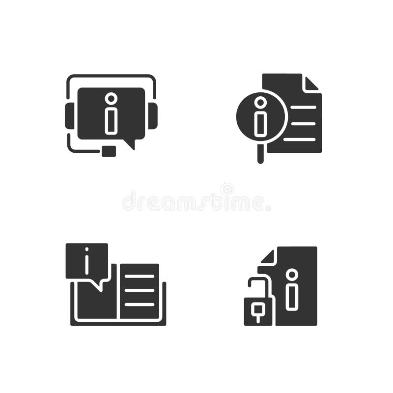 Client Information Support Black Glyph Icons Set on White Space Stock ...