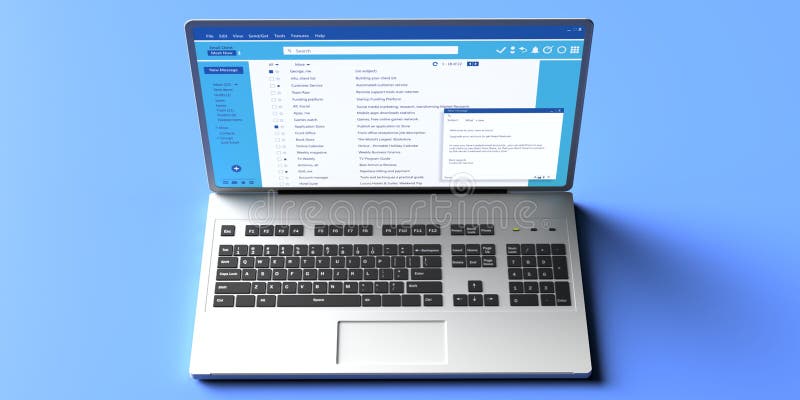 Email Message Inbox Notification on Laptop Screen, Business Background ...