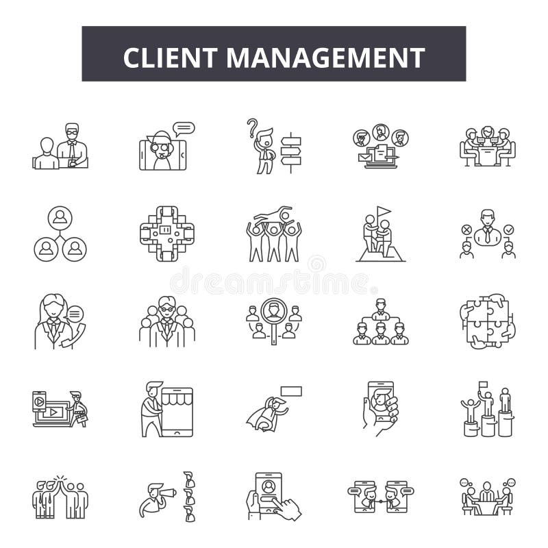 Client Management Line Icons, Signs, Vector Set, Outline Illustration ...