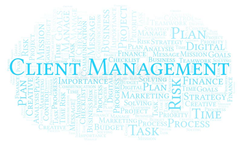 Client Management Word Cloud, Made with Text only. Stock Illustration ...