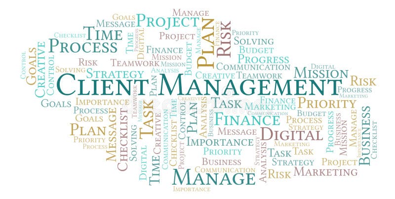 Client Management Word Cloud, Made with Text only Stock Illustration ...