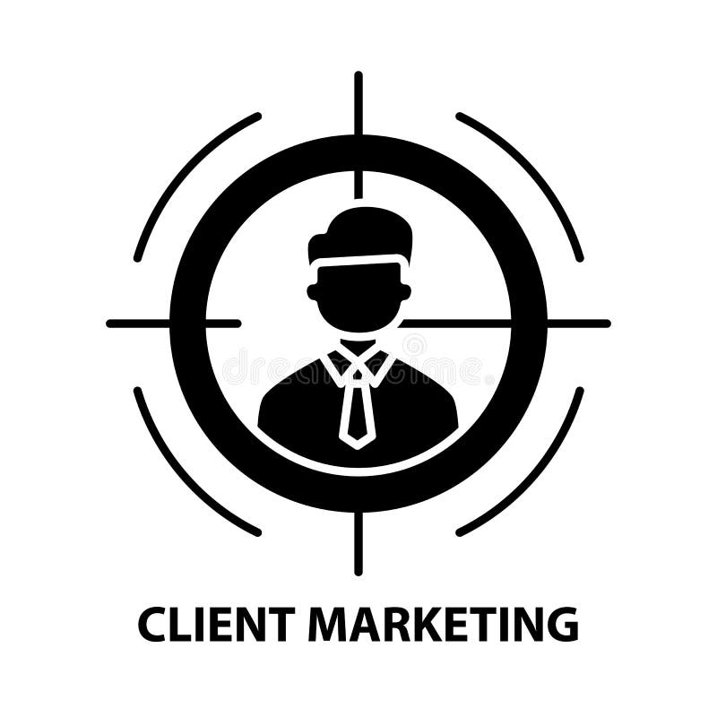 Client Marketing Icon, Black Vector Sign with Editable Strokes, Concept ...