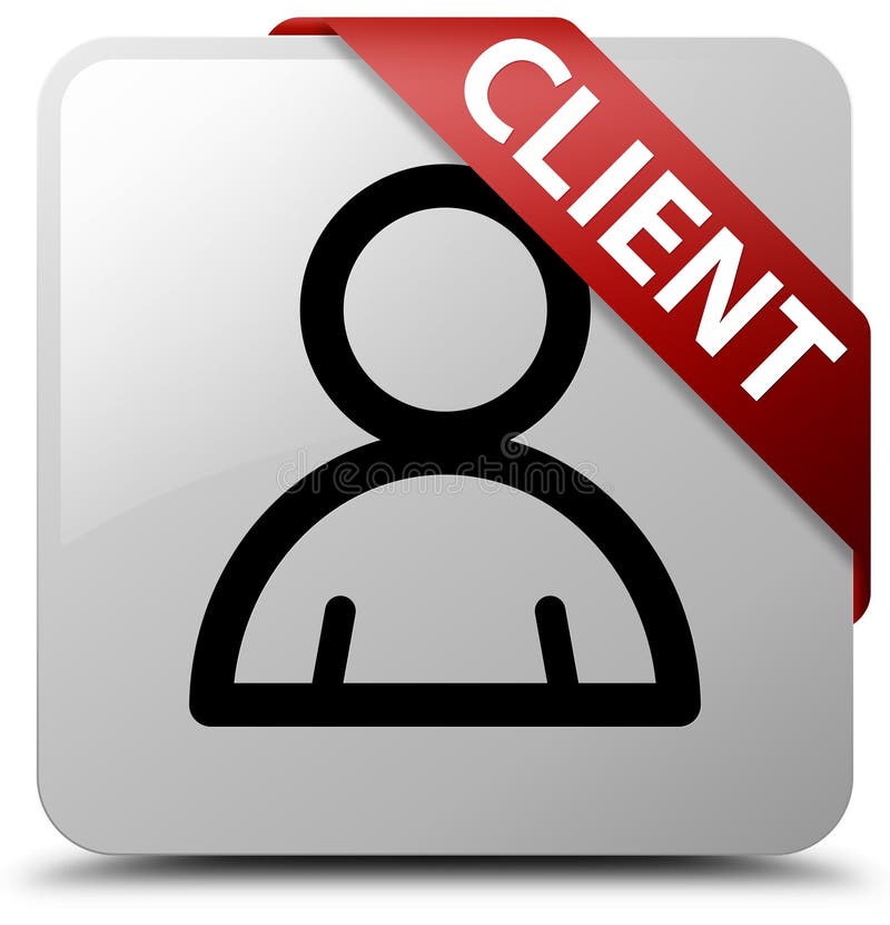 Client (member Icon) White Square Button Red Ribbon in Corner Stock ...