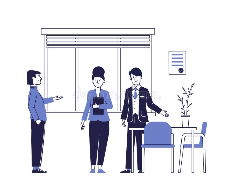 The Client in the Office Communicates with Managers. Stock Vector ...