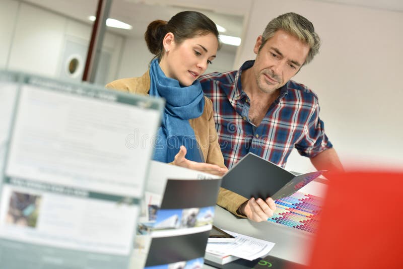 Client in Printing Shop Controlling Quality Stock Photo - Image of ...