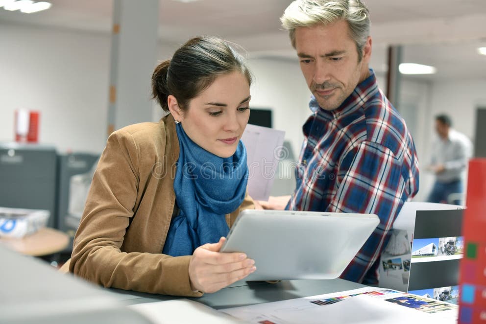 Client in Printshop Checking on Final Product Stock Image - Image of ...