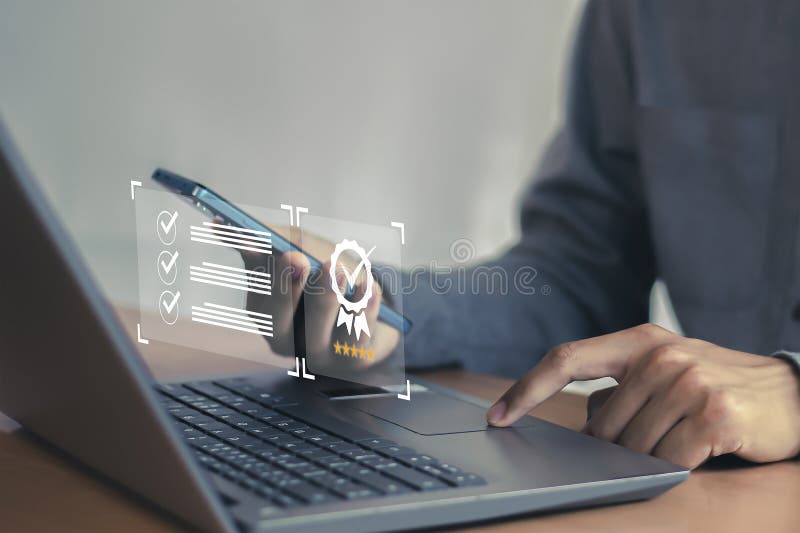 Businessman Checks Electronic Documents Borderless Communication ...