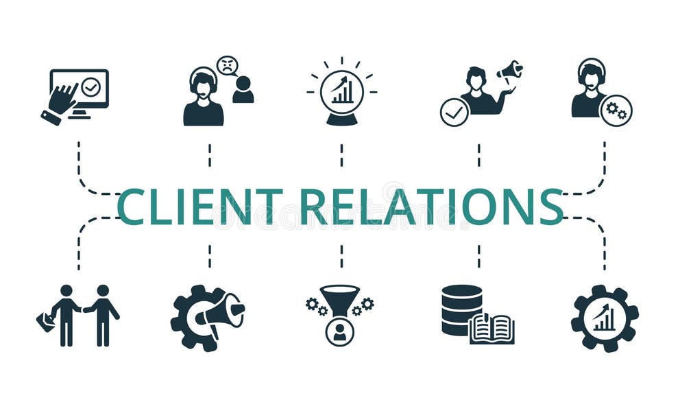 Client Relations Set Icon. Editable Icons Client Relations Theme Such ...