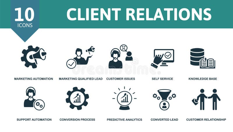 Client Relations Set Icon. Editable Icons Client Relations Theme Such ...