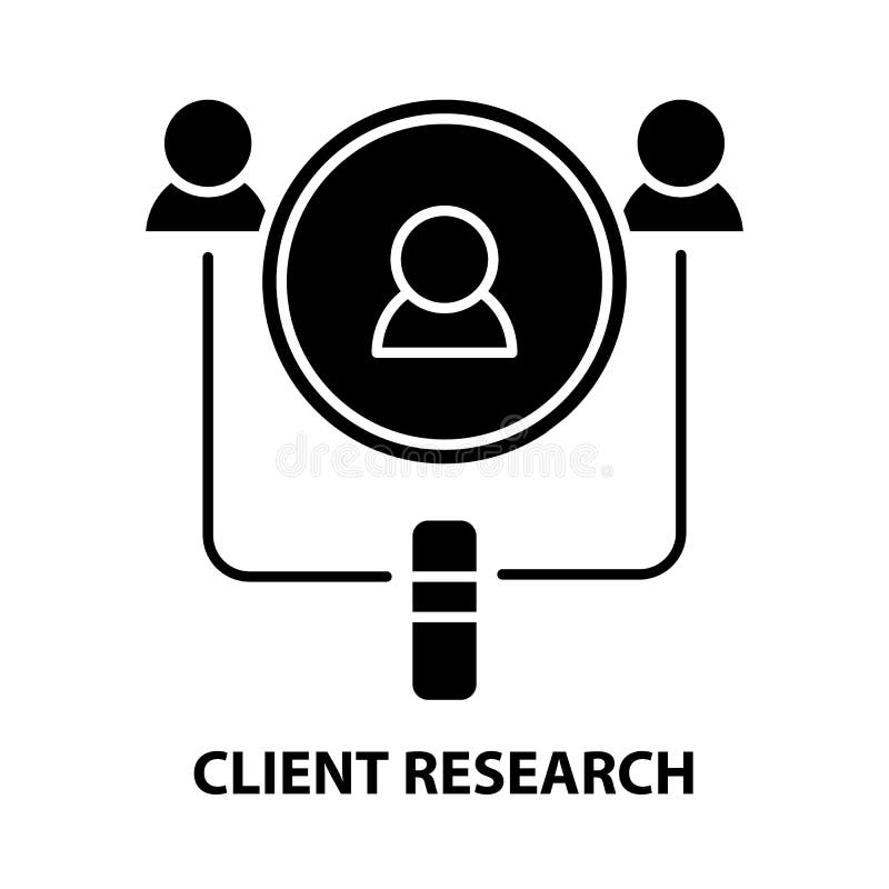 Client Research Icon, Black Vector Sign with Editable Strokes, Concept ...