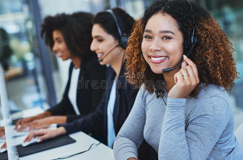 Client Satisfaction is Our daily Commitment. Portrait of a Young Woman ...