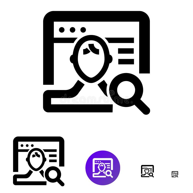 Client Search Icon. Vector Line Icon with the Image of Magnifier, Man ...
