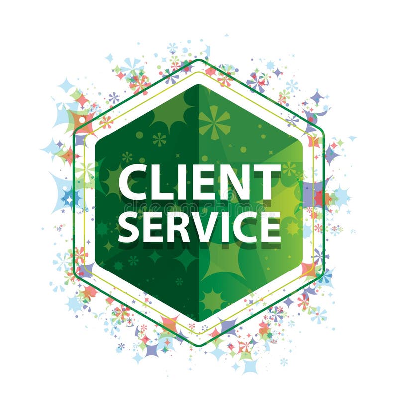 Client Service Floral Plants Pattern Green Hexagon Button Stock ...