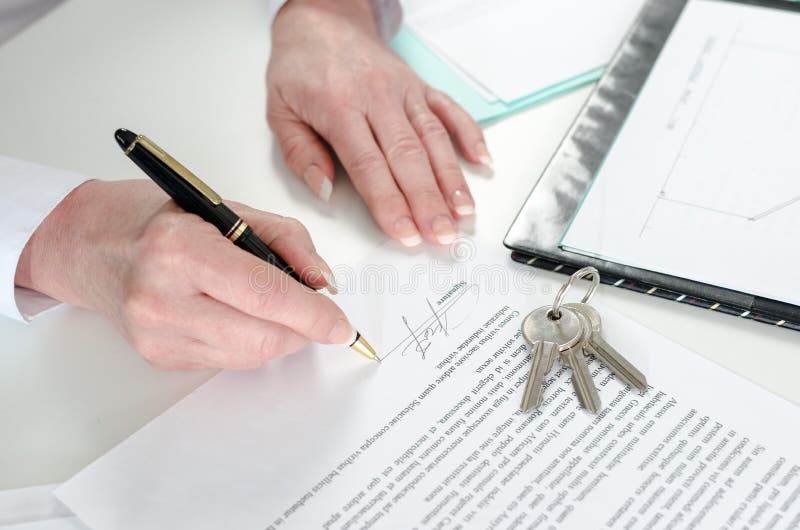 Client Signing a Real Estate Contract Stock Photo - Image of contract ...