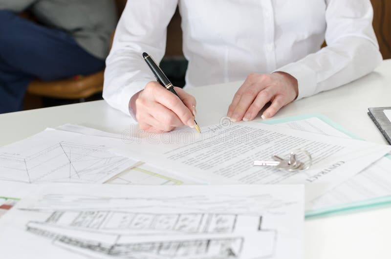 Client Signing a Real Estate Contract Stock Image - Image of business ...