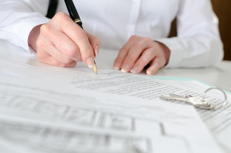 Client Signing a Real Estate Contract Stock Photo - Image of sale ...