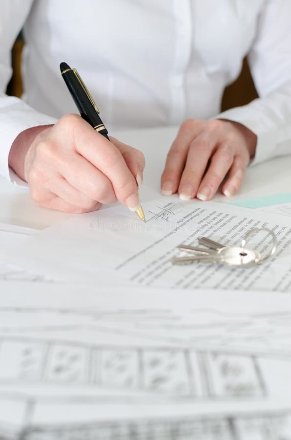 Client Signing a Real Estate Contract Stock Photo - Image of agreement ...