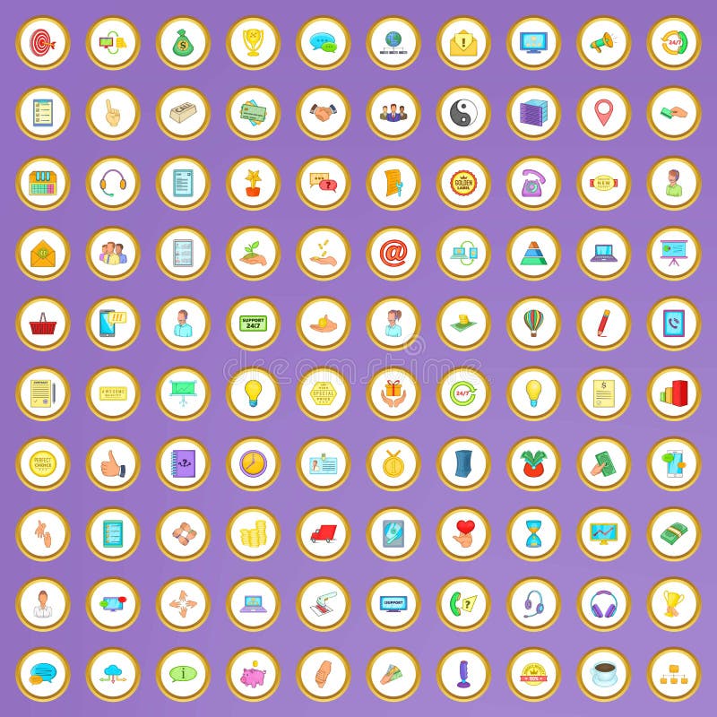 100 Client Support Icons Set in Cartoon Style Stock Vector ...