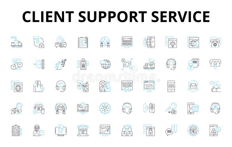 Client Support Service Linear Icons Set. Satisfaction, Assistance ...