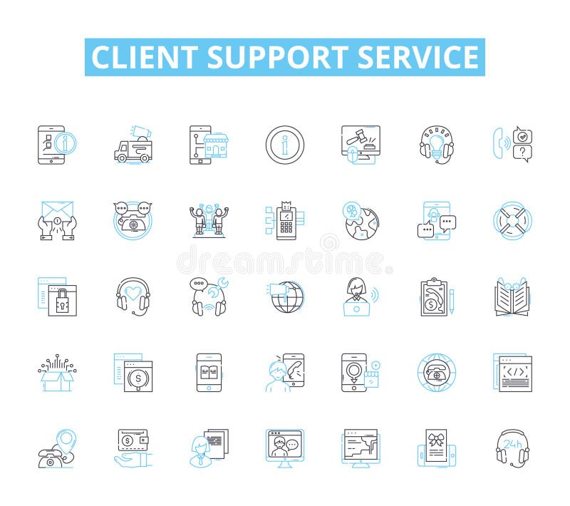 Client Support Service Linear Icons Set. Satisfaction, Assistance ...