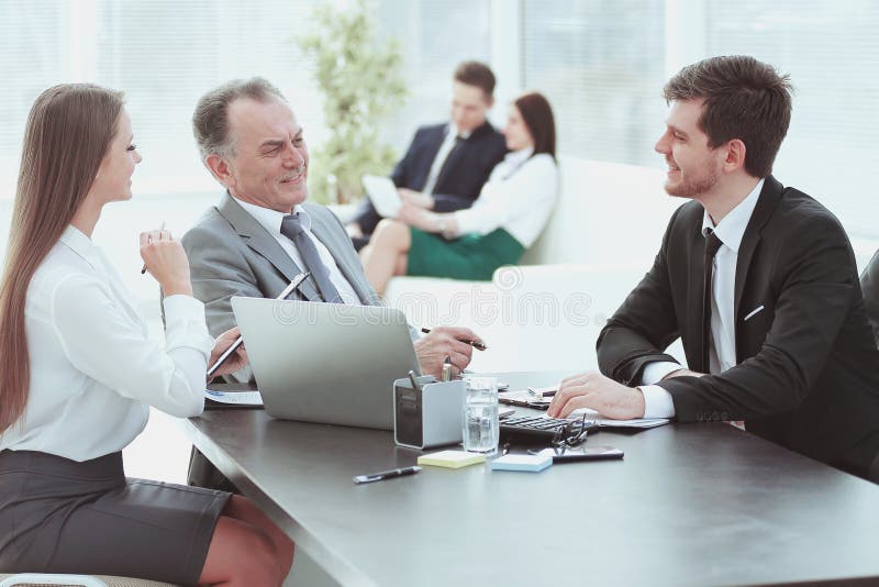 Client Talking with the Staff at the Desk in the Office Stock Photo ...