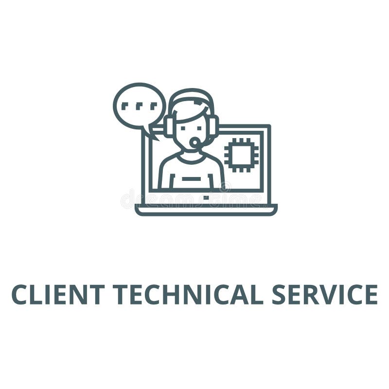 Client Technical Service Line Icon, Vector. Client Technical Service ...