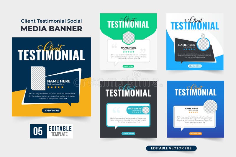 Client Testimonial and Feedback Review Template Bundle with Dark and ...