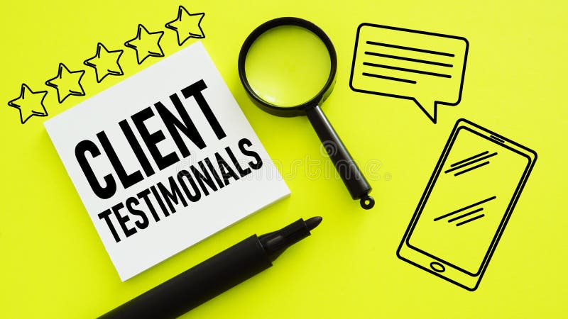 Client Testimonials are Shown Using the Text and Pictures of Stars and ...
