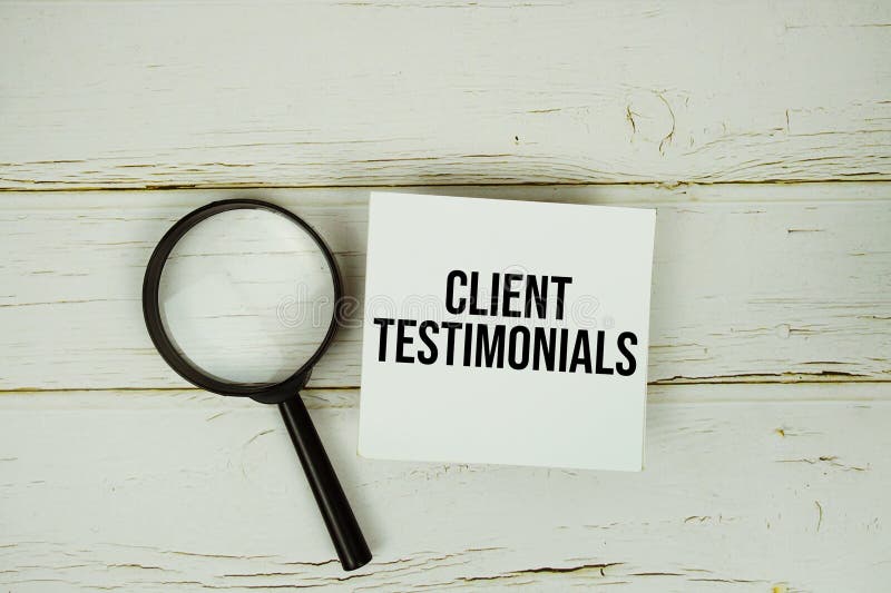 Client Testimonials Text Message on Sticky Note with Magnifying Glass ...
