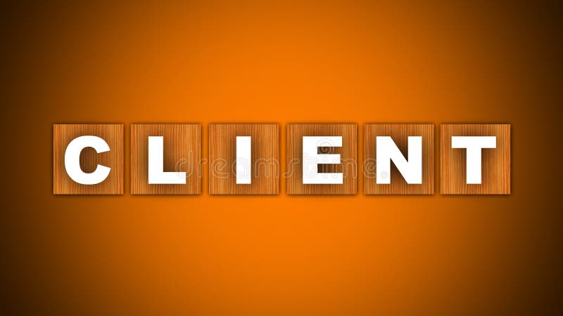 Client Text Title - Square Wooden Concept - Orange Background - 3D ...