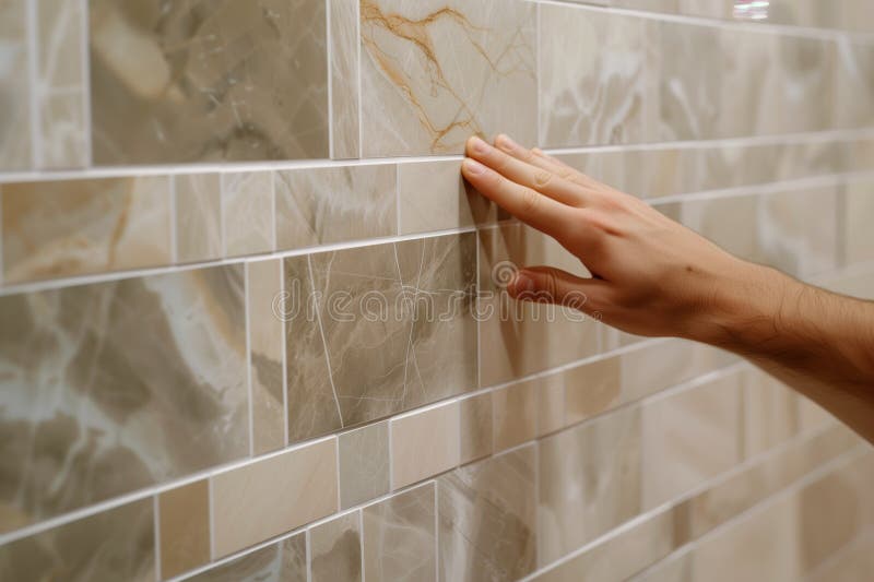 Client Touching and Feeling the Tile Surface Texture Stock Photo ...