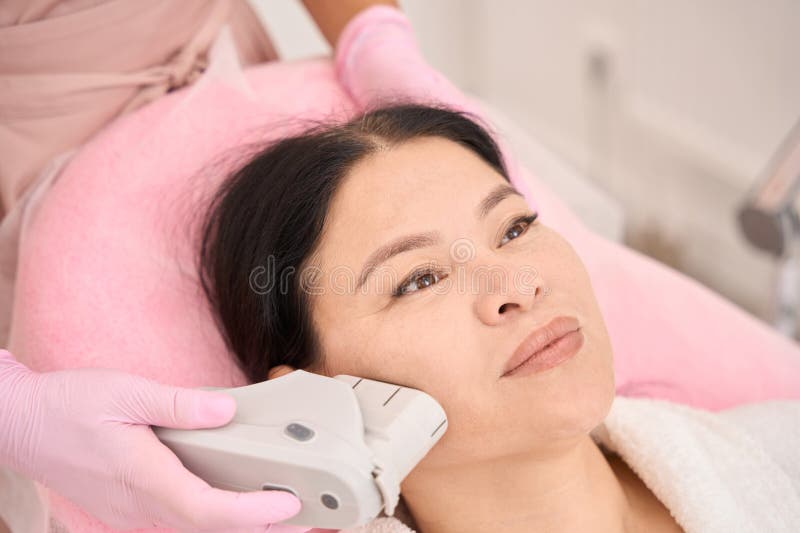 Client Undergoes a Smas Lifting Procedure in a Cosmetology Clinic Stock ...