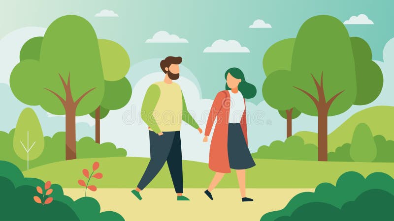A the and Client Walking Side by Side in a Peaceful Park Using Nature ...