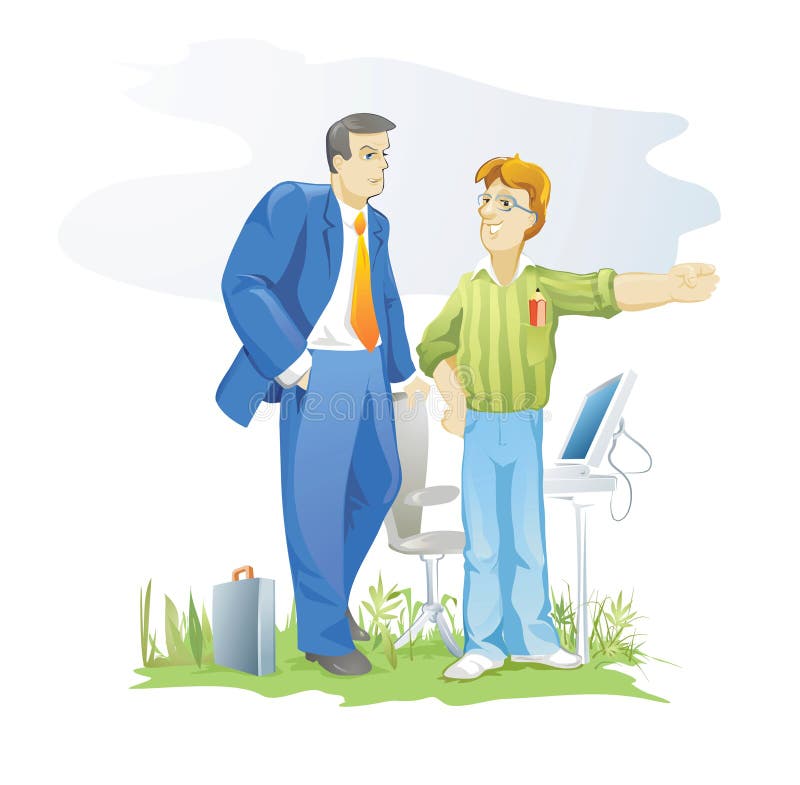 Cliente e desenhador ilustração do vetor. Ilustração de computador ...