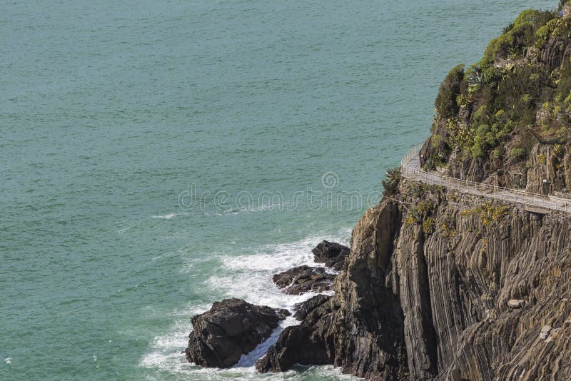Cliff Above the Sea, Cinque Terre, Italy Stock Photo - Image of ...