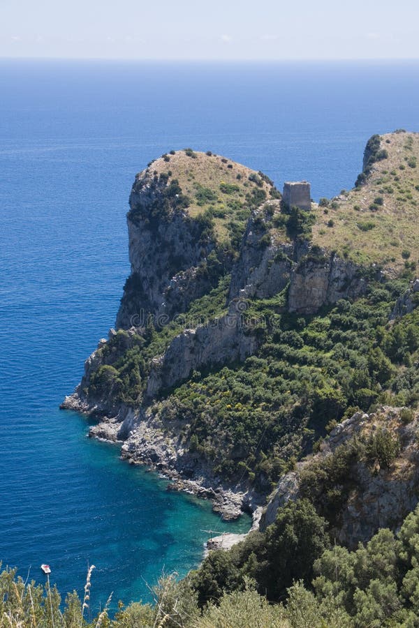 Cliff on the Amalfi coast stock photo. Image of coast - 388222124