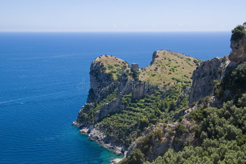 Cliff on the Amalfi coast stock image. Image of ischia - 388222131