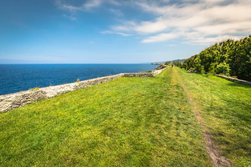 Cliff Area in the Resort Town of Llanes, Spain Stock Photo - Image of ...