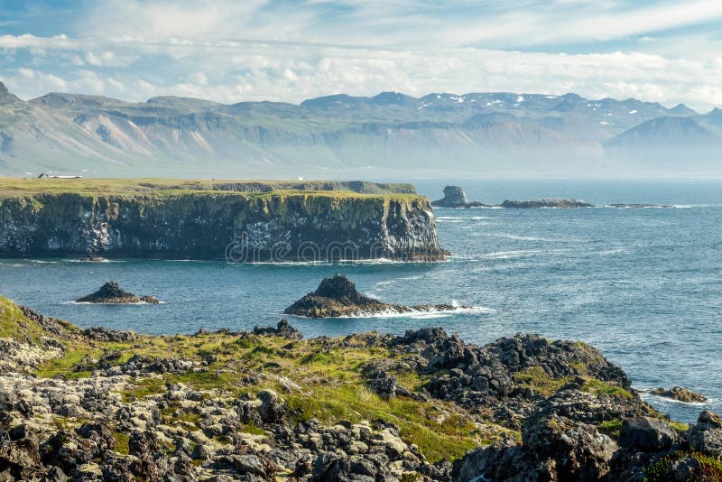 The Cliff of Arnarstapi, Snaefellsnes Peninsula Iceland Stock Image ...