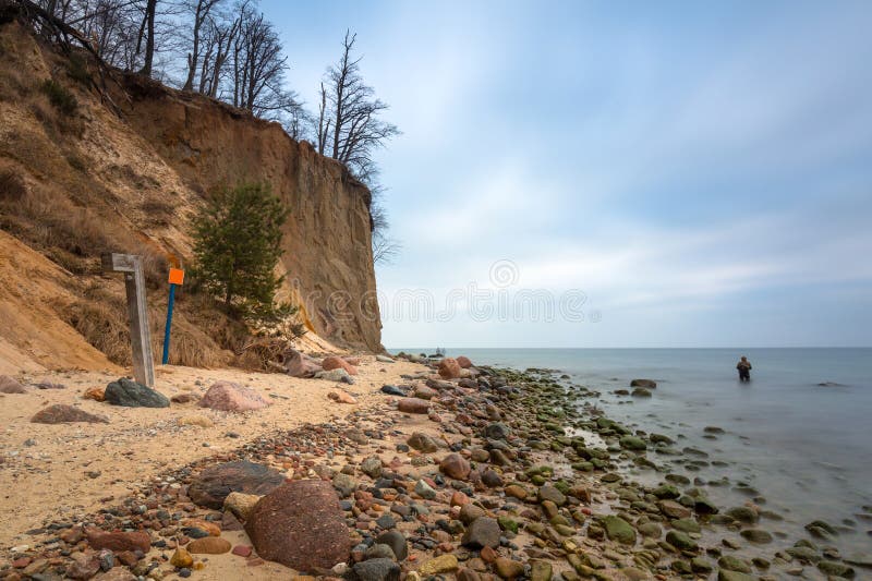 Cliff on the Baltic Sea at Sunrise in Gdynia Orlowo. Poland Stock Image ...