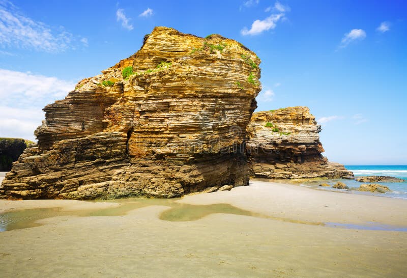 Cliff at beach stock photo. Image of ribadeo, cliff, ocean - 74646116