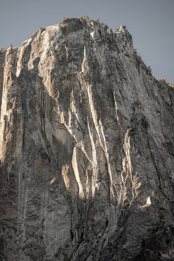 Cliff Below Yosemite Point from the Valley Stock Image - Image of veil ...